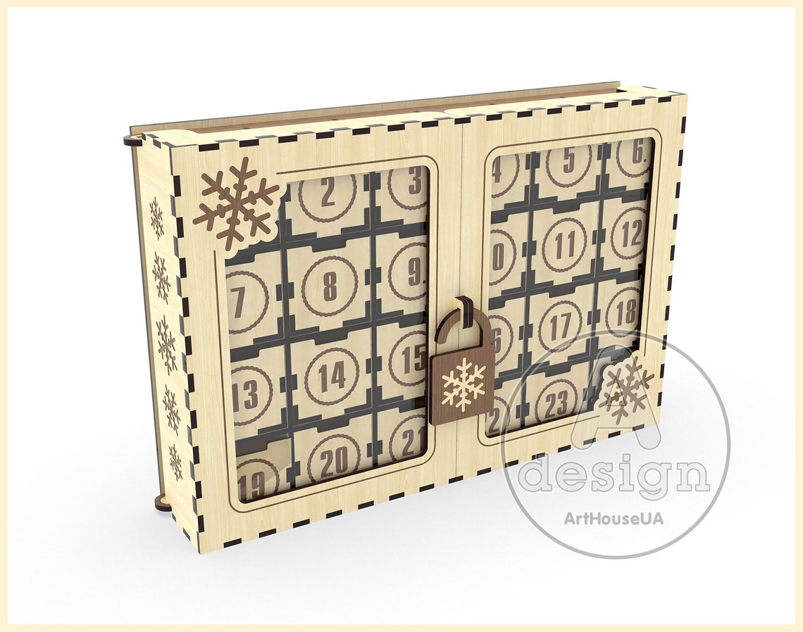 Advent Calendar Laser Cut Vector File, Christmas Advent Calendar ...