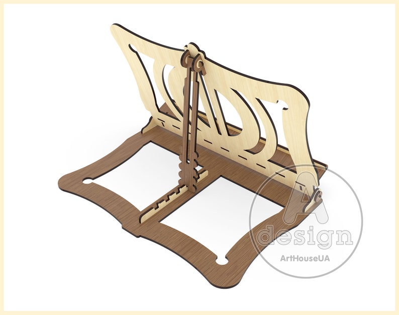 Book Stand SVG Laser Cut File, Wooden Reading Holder Adjustable Desk ...
