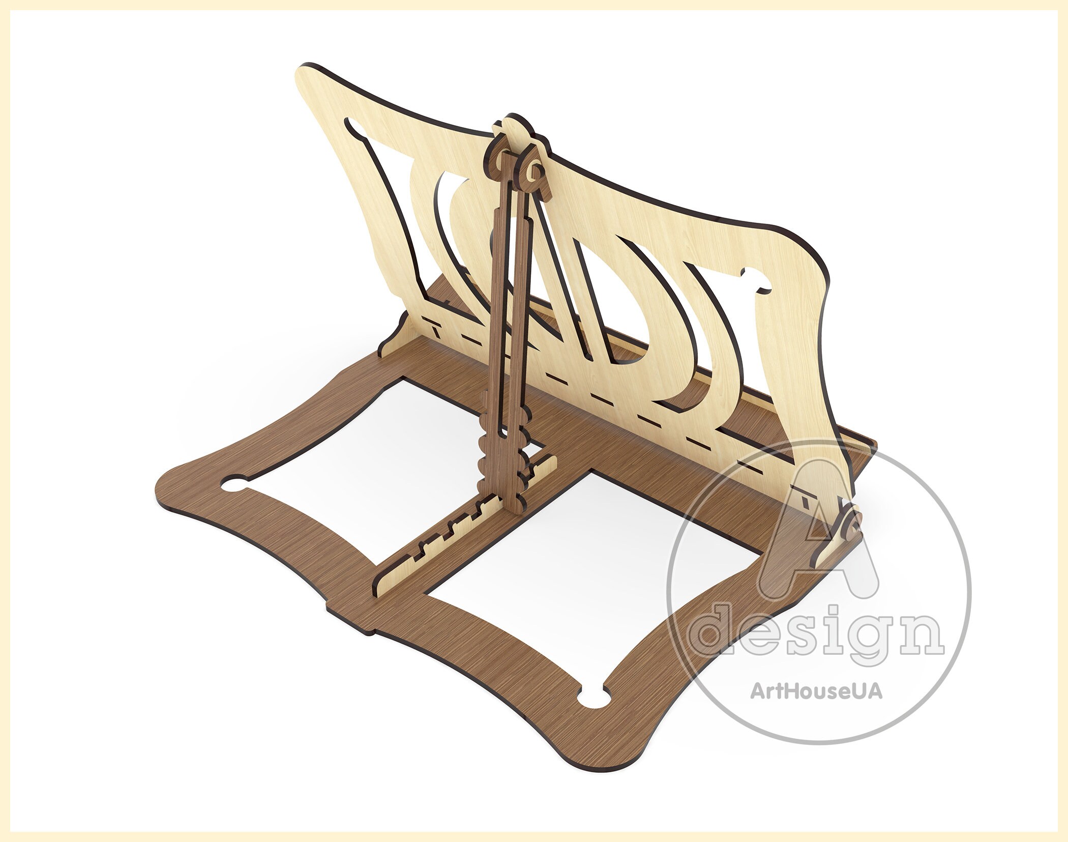 Book Stand SVG Laser Cut File, Wooden Reading Holder Adjustable Desk ...