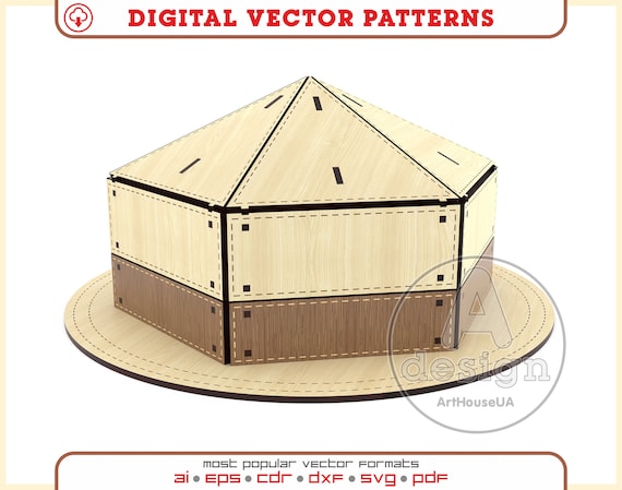 Wide Brim Hat Box Laser Cutting SVG Vector File Candy Box - Etsy