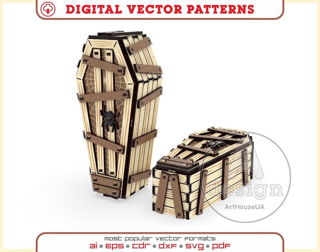 Halloween Coffin Gift Box Vector File for Laser Cut Machines and SVG ...