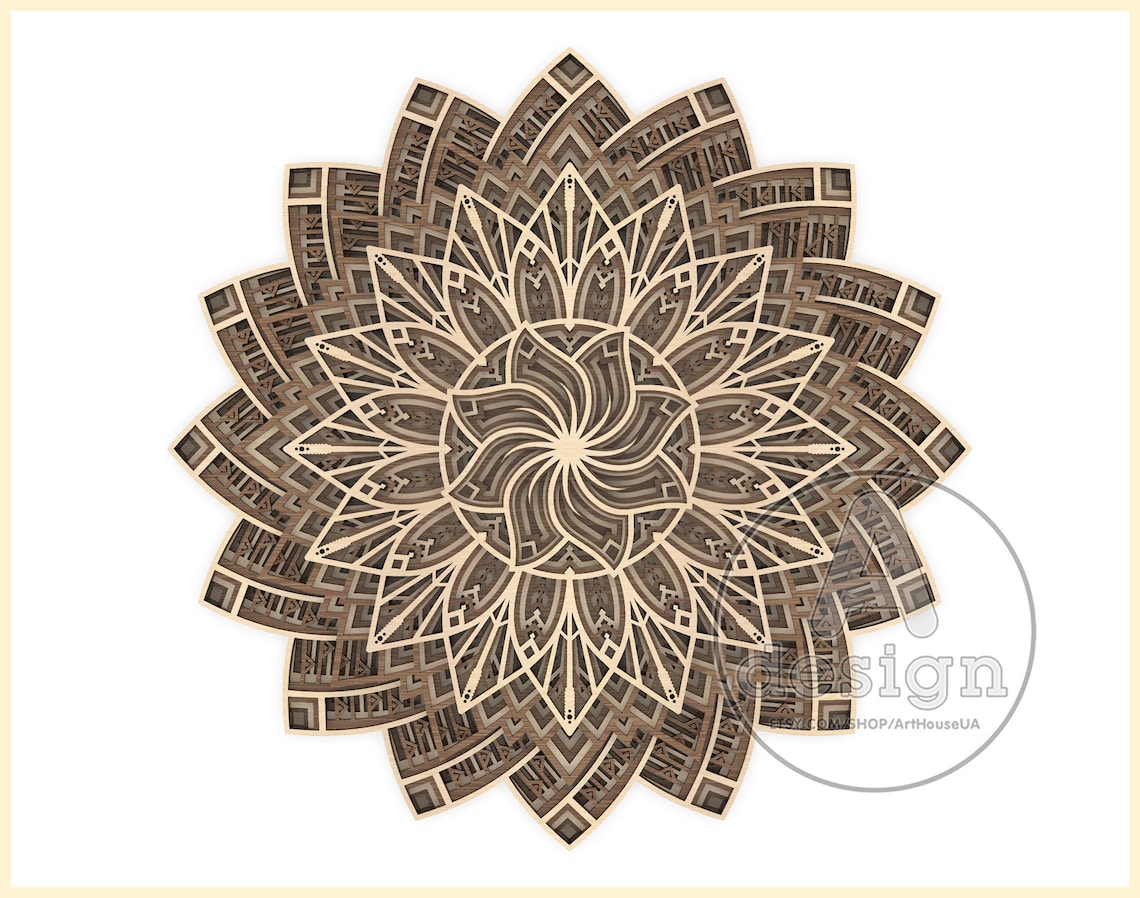 Mandala laser cut vector file DXF Mandala Scroll Saw file | Etsy