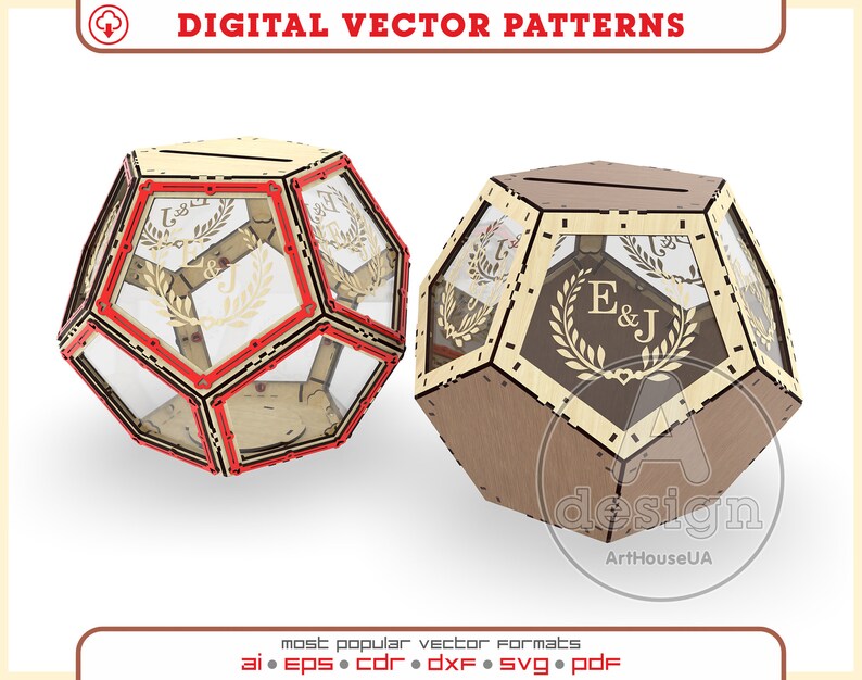 Two Versions Wedding Card Box Vector SVG File for Laser Cut - Etsy