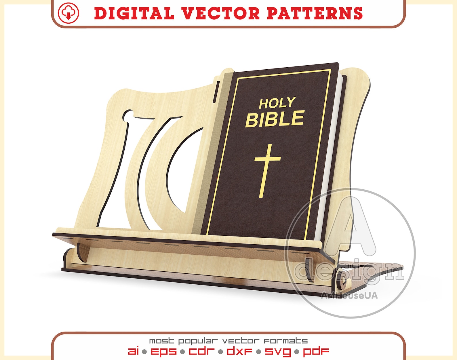 Book Stand SVG Laser Cut File, Wooden Reading Holder Adjustable Desk ...
