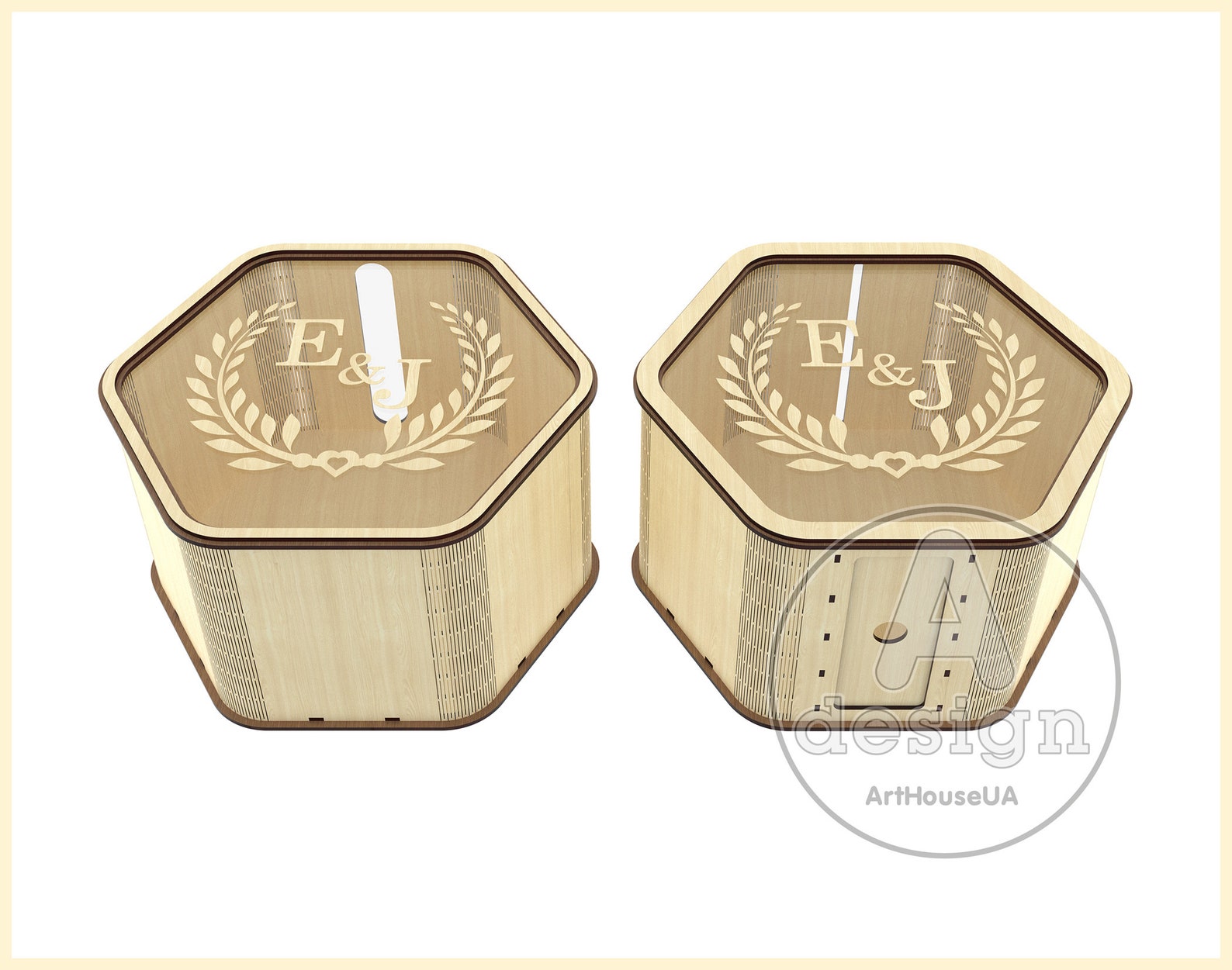 Two Versions Wedding Card Box Vector SVG File for Laser Cut - Etsy