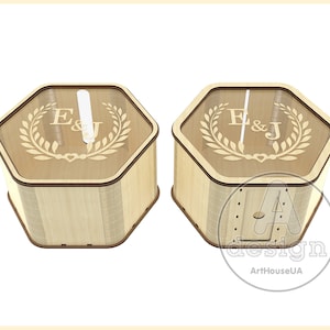 Two Versions Wedding Card Box Vector SVG File for Laser Cut and ...