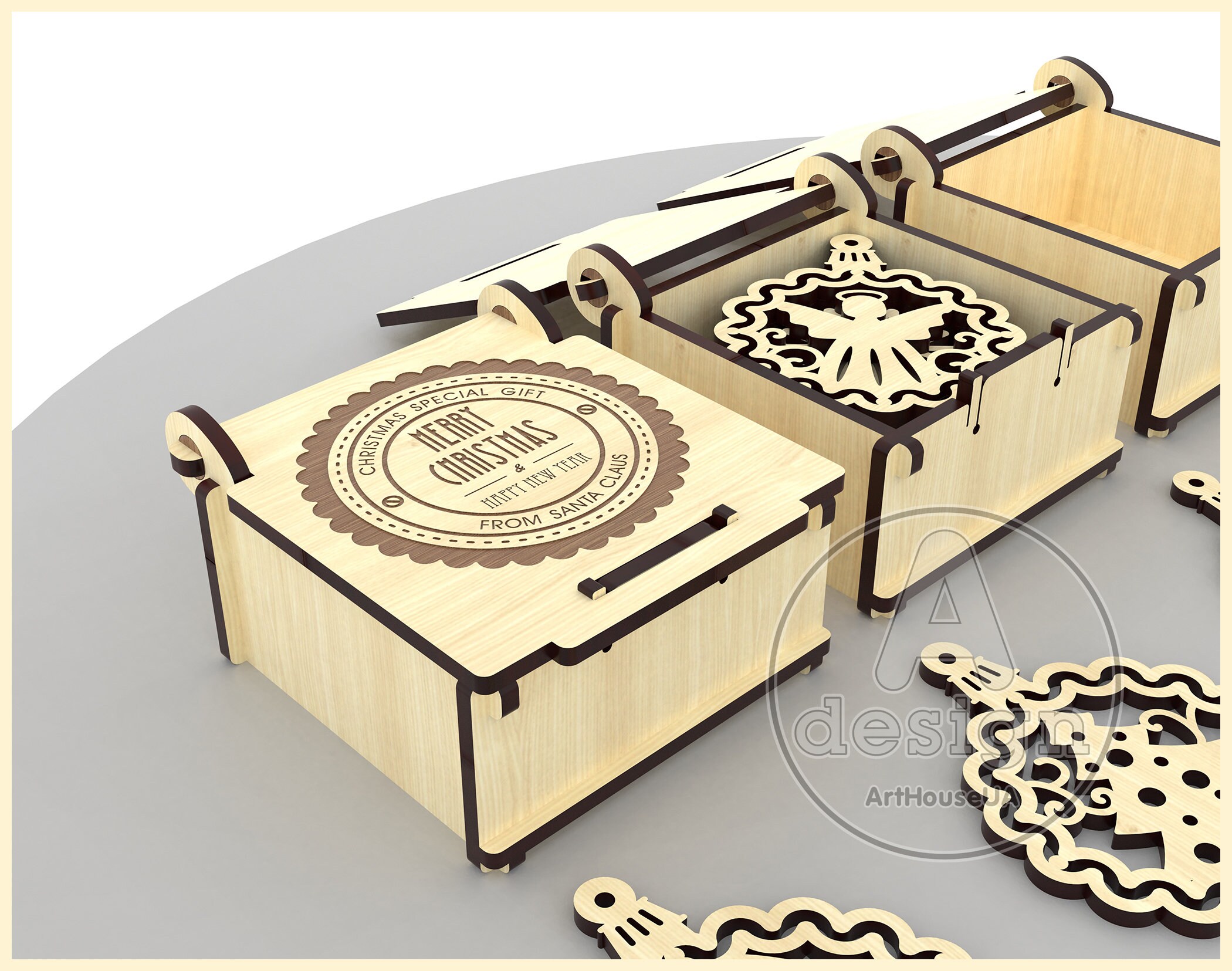 Set Christmas tree decoration Glowforge ready vector SVG | Etsy