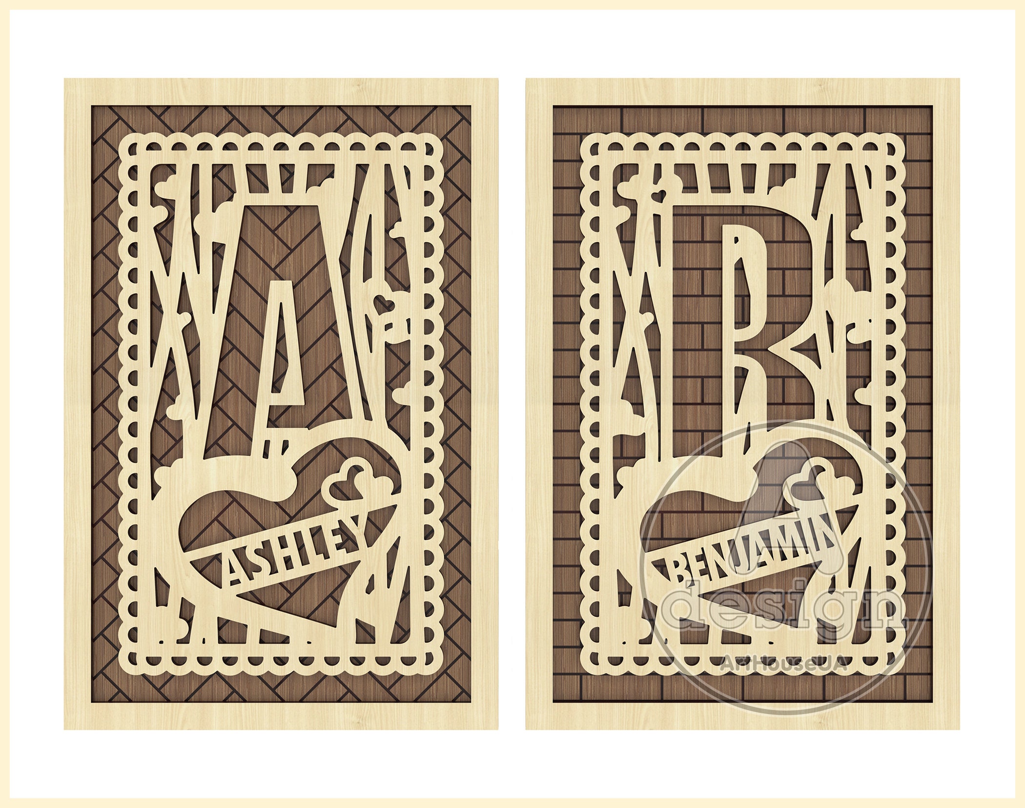 Letter Monograms Love Style Laser Cut Vector, ALPHABET 26 Letters ...