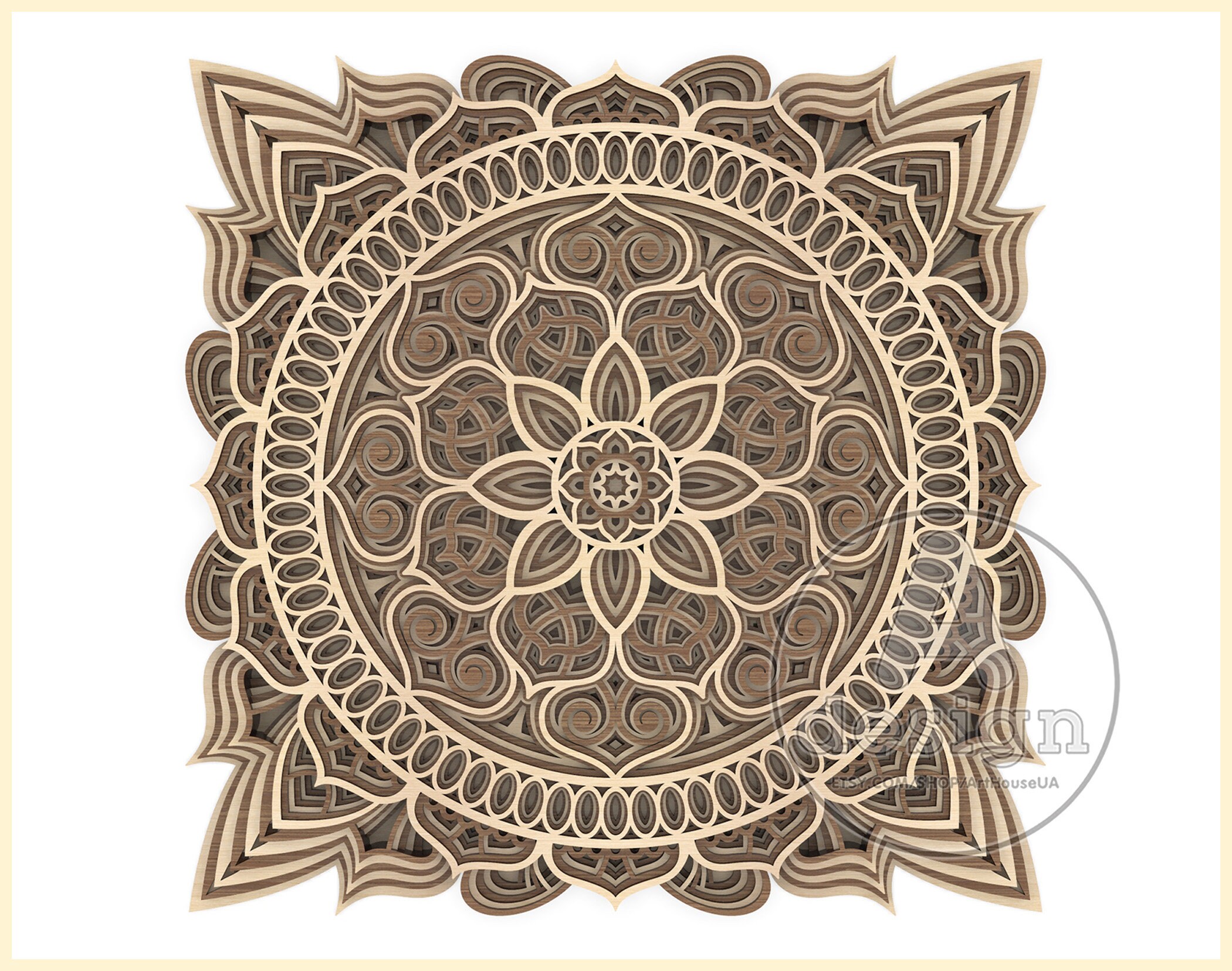 Mandala laser cut vector file DXF Mandala Scroll Saw file | Etsy