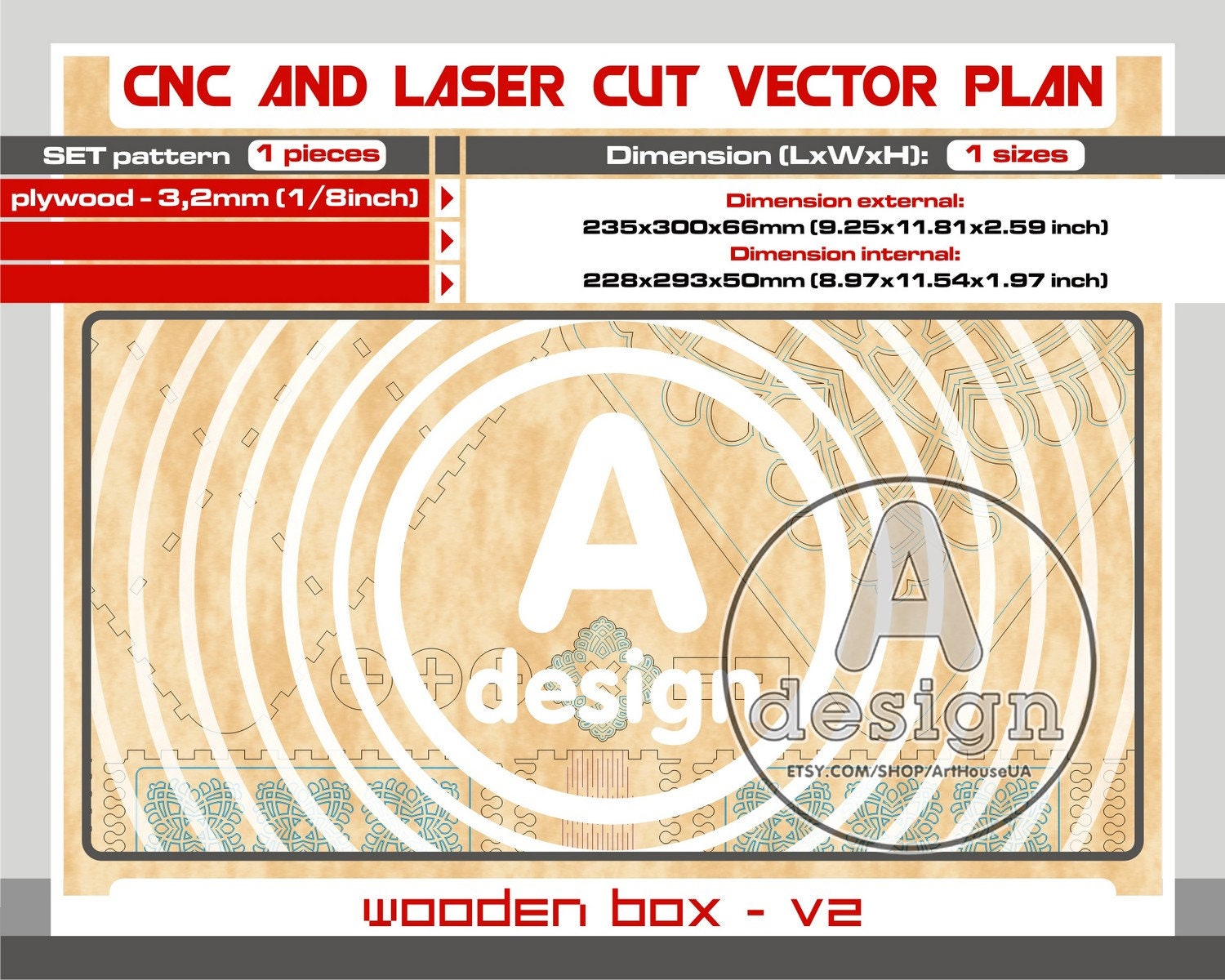 Wooden Box Gift Box Laser Cut Box Vector Plan Plywood Box - Etsy
