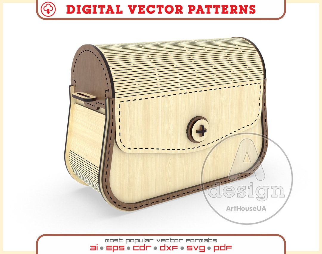 Wood Purse Vector File for Laser Cut Ready SVG, Handbag Vector File ...
