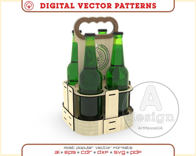 Self-assembling 6 Bottle Beer Holder SVG, Files to Glowforge Owner ...