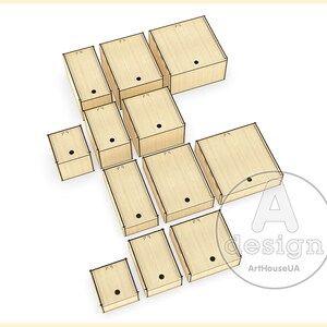 12 Different Sizes Boxes With Slide Lid Vector File for Laser - Etsy