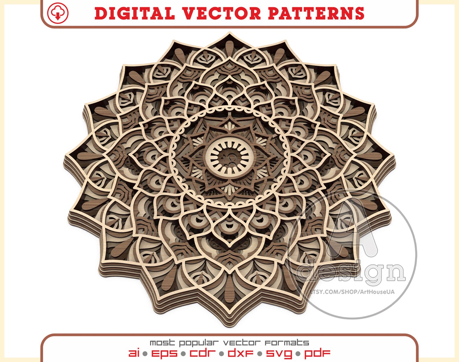 Mandala Laser Cut Vector File DXF Mandala Scroll Saw File - Etsy