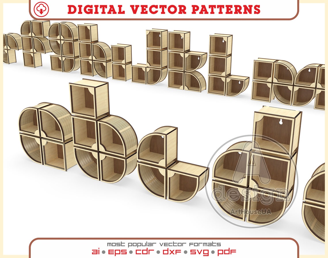 Alphabet Shelf Laser Cut Vector File Letters Shelf Laser Cut | Etsy