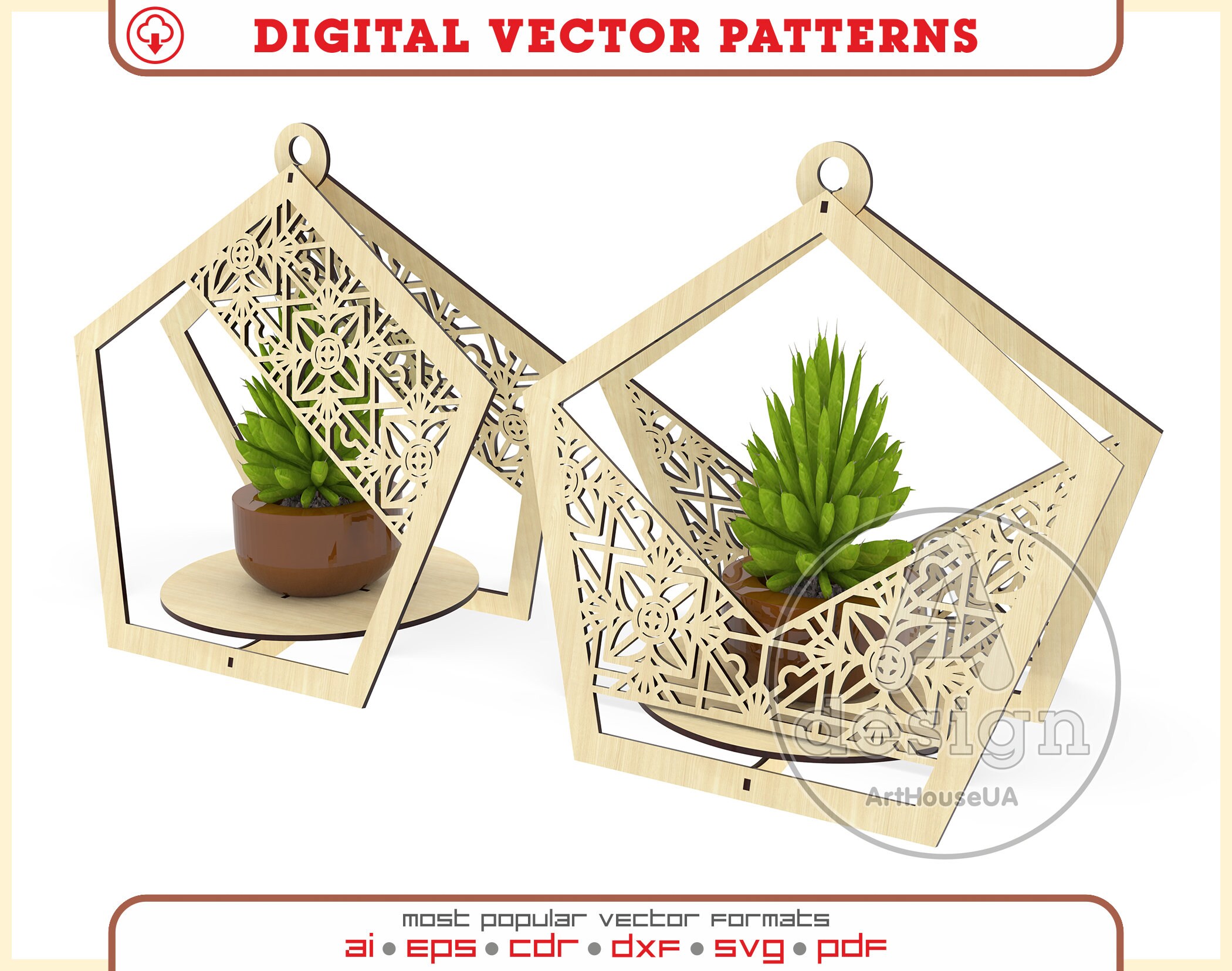Hanging Planter Vector Plan Flowers Storage Basket Ready SVG - Etsy