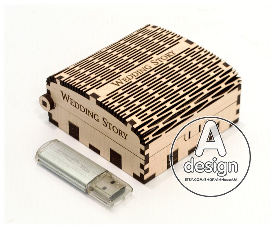 Box for USB vector Wedding story usb case Box laser cut | Etsy