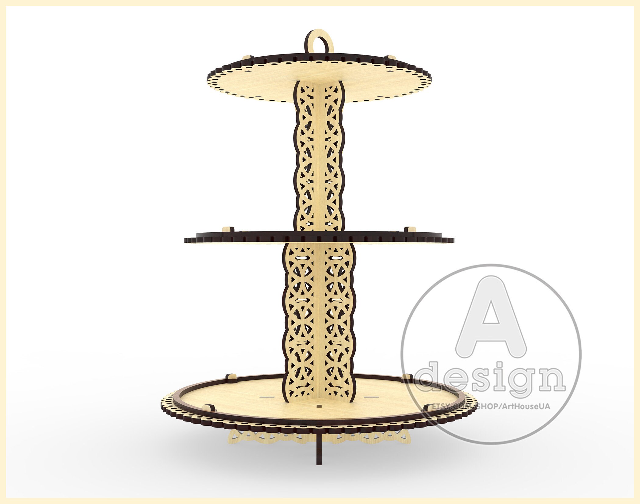 Tiered Tray With Three Plates Laser Cut Vector File DXF Round | Etsy