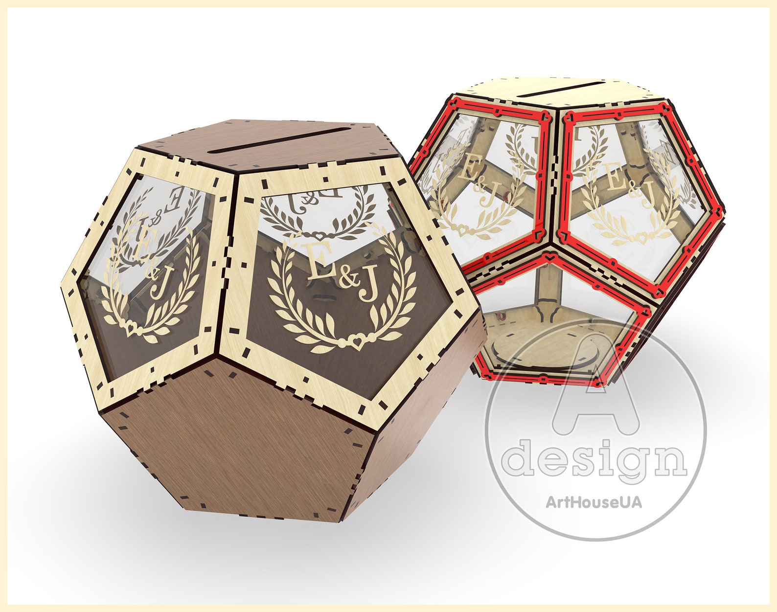 Two Versions Wedding Card Box Vector SVG File for Laser Cut - Etsy