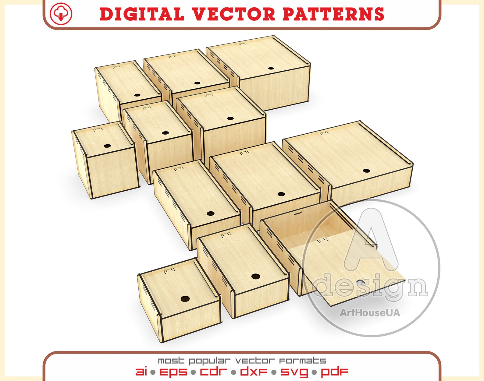 12 Different Sizes Boxes With Slide Lid Vector File for Laser - Etsy