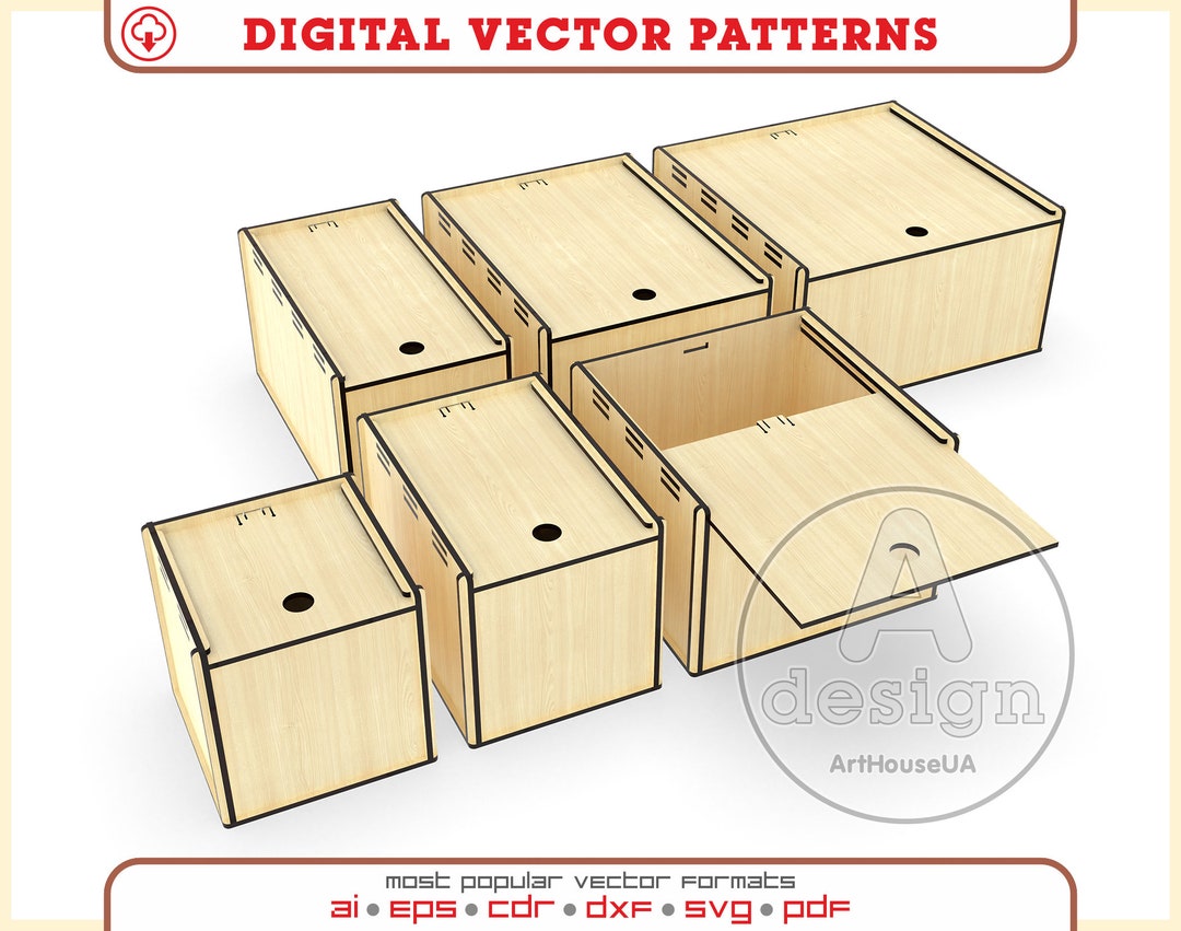 Boxes With Slide Lid Vector File for Laser Cut and Glowforge - Etsy