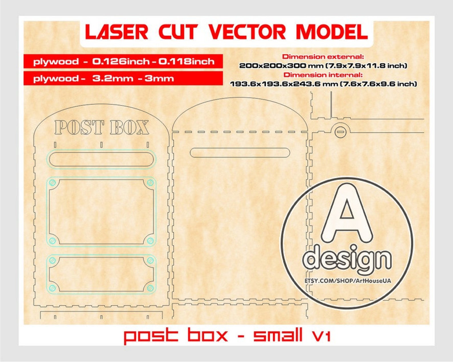 Wedding Card Post Box SVG Laser Cut File Wooden L Size Reception Box ...