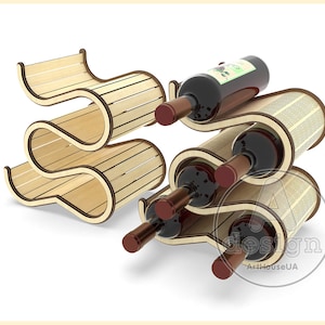 Wine Bottle and Wine Glass Shelf Laser Cut Ready Vector File, Table ...