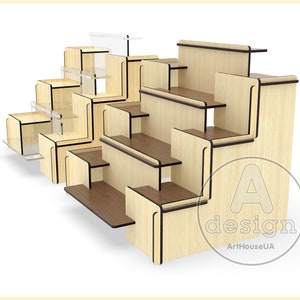 3 Different Sizes Merchandise Tiered Shelving Laser Cut SVG Vector File ...