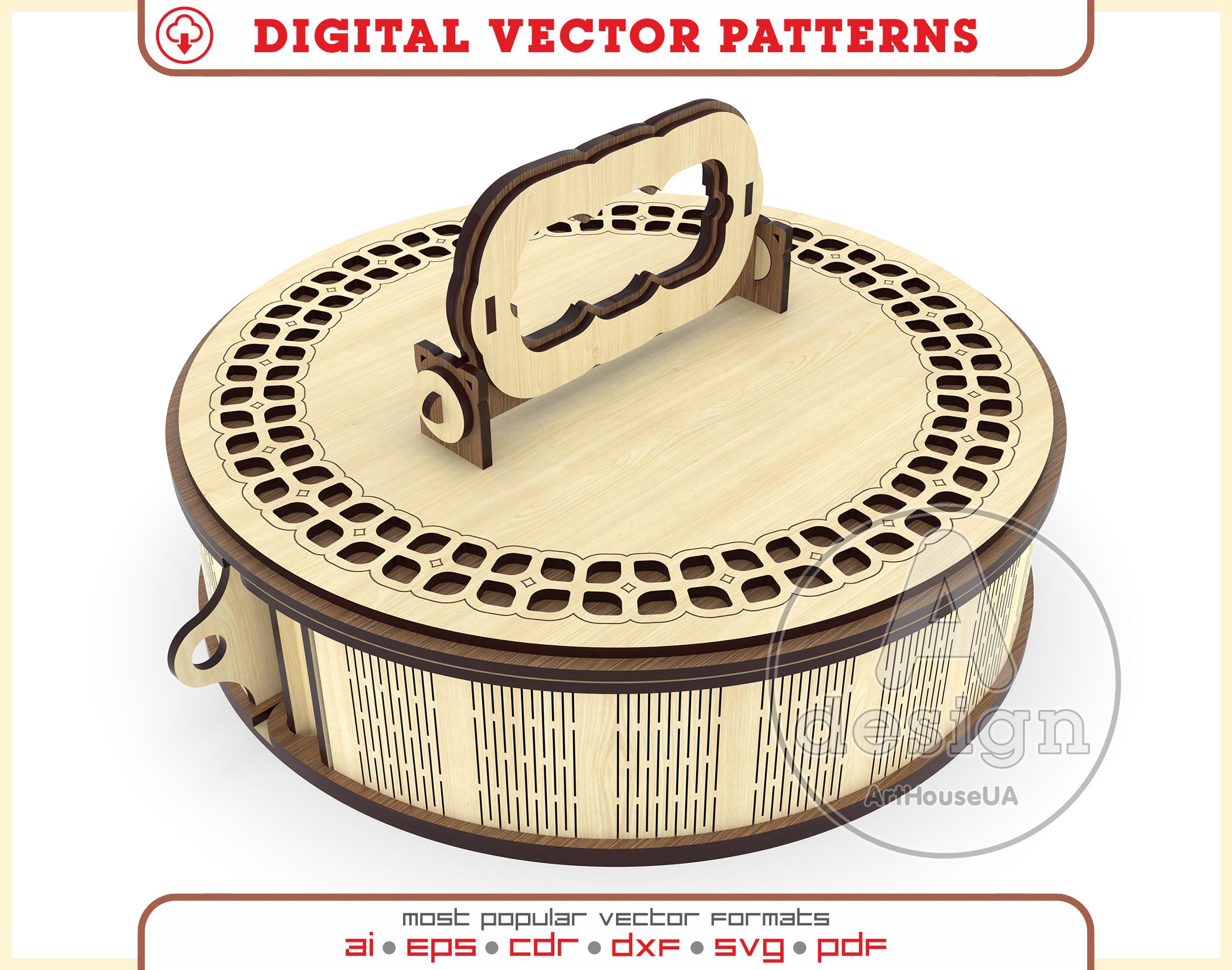 Wooden Circle Box Ready Vector for Glowforge SVG, Gift Box Laser File ...