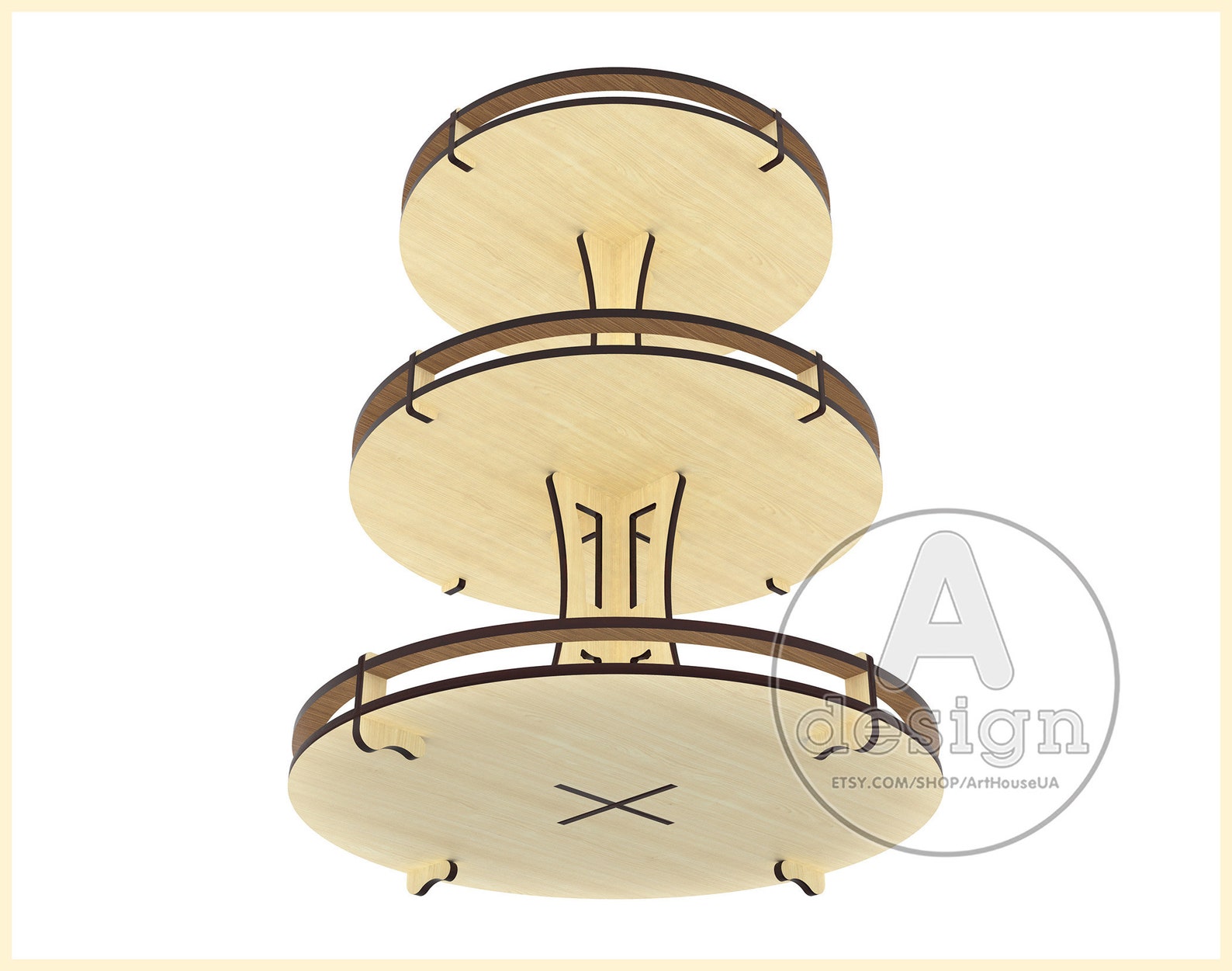 Tiered Tray With Engraved Plates Laser Cut Vector File DXF - Etsy
