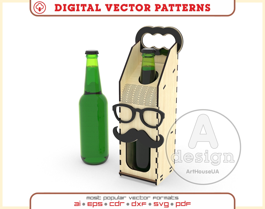 330ml Beer Holder Box Vector File Laser Cut Machine, Beer Bottle Holder ...
