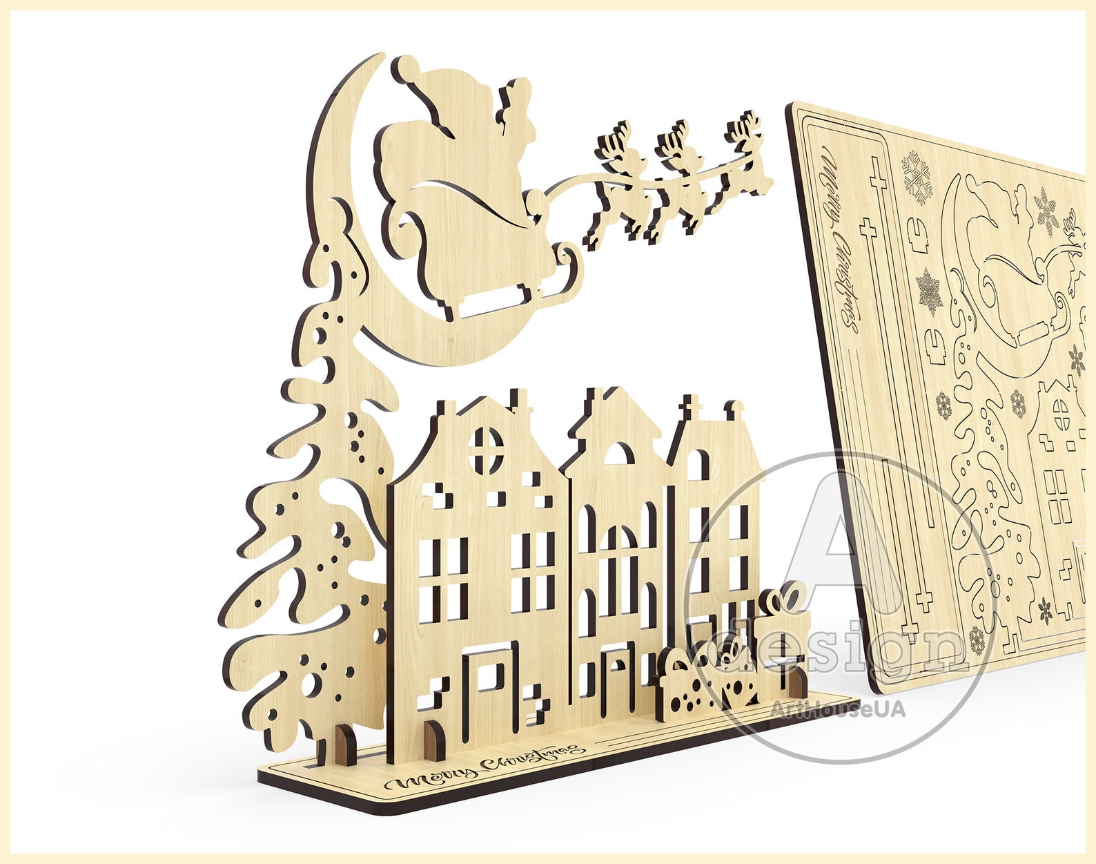 Christmas Card 3D Puzzles Laser Cut Vector File. Christmas Greetings ...