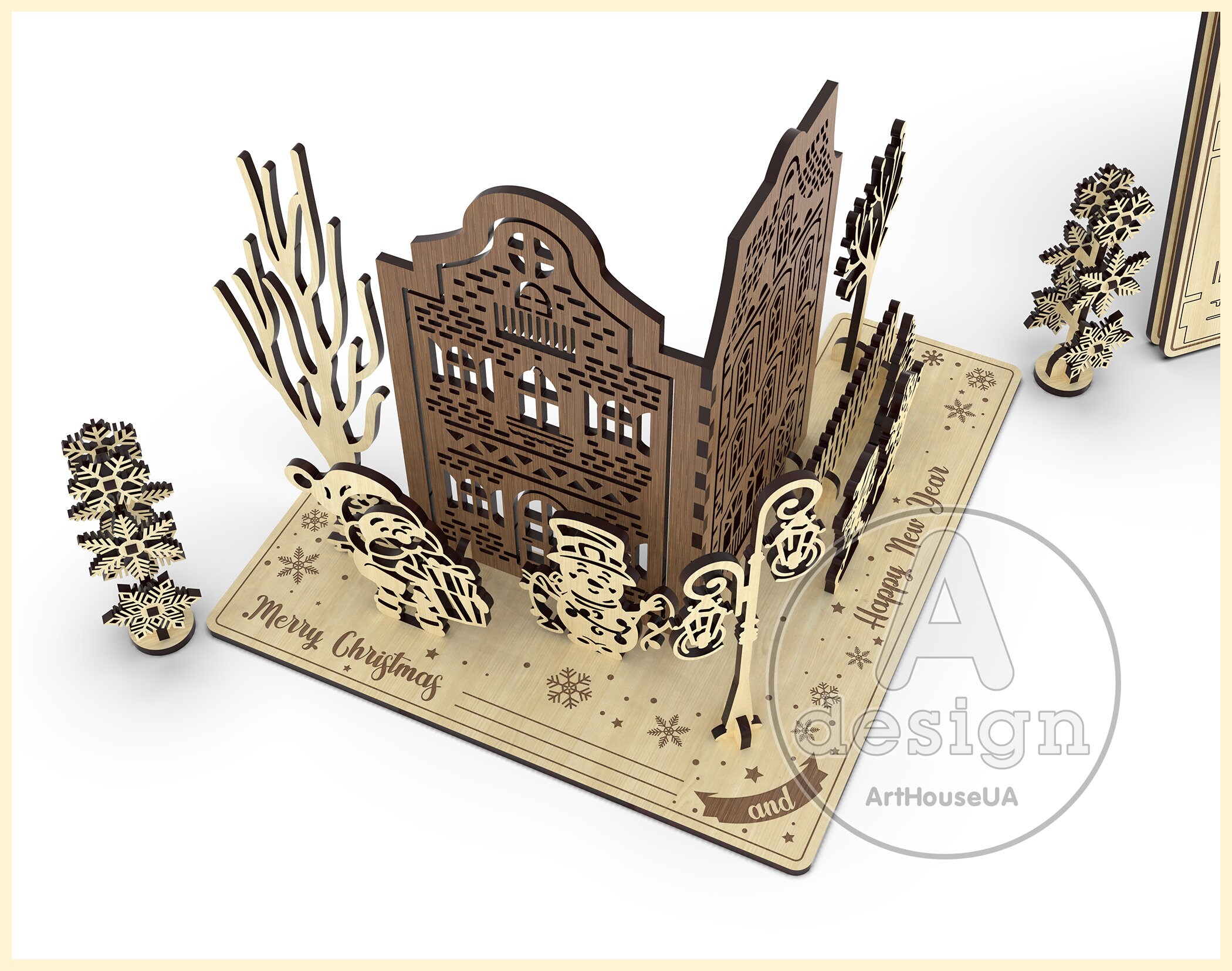 Christmas Card 3D Puzzles Laser Cut Vector File. Christmas - Etsy