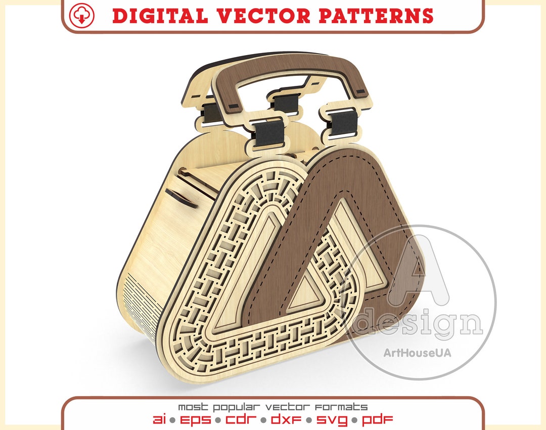 Wood Purse Vector File for Laser Cut Ready SVG, Handbag Vector File ...