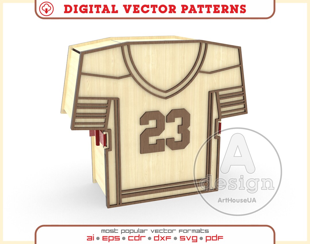 Football Jersey Box Laser Cut SVG Vector File, Wooden Sports Box, Gift ...
