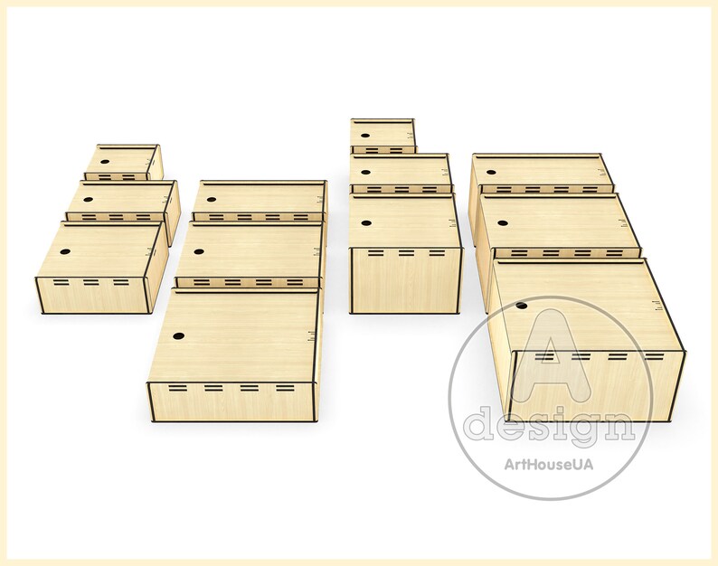 12 Different Sizes Boxes With Slide Lid Vector File for Laser - Etsy