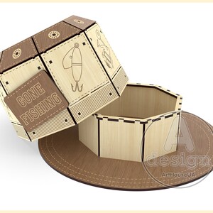 Gone Fishing Hat Box Vector File Laser Cut Machines and Glowforge User ...