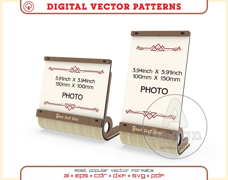Picture Frame Stand SVG Laser Cut File, Modern Photo Frame Tabletop or ...