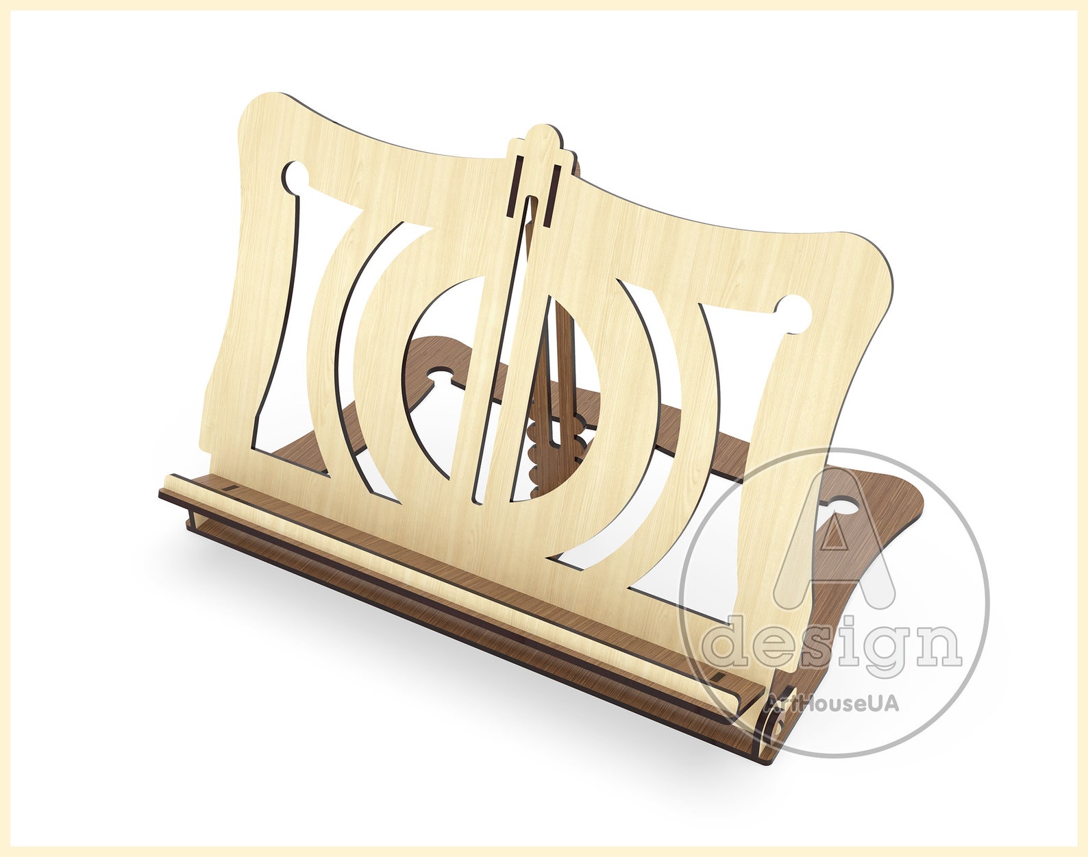 Book Stand SVG Laser Cut File, Wooden Reading Holder Adjustable Desk ...