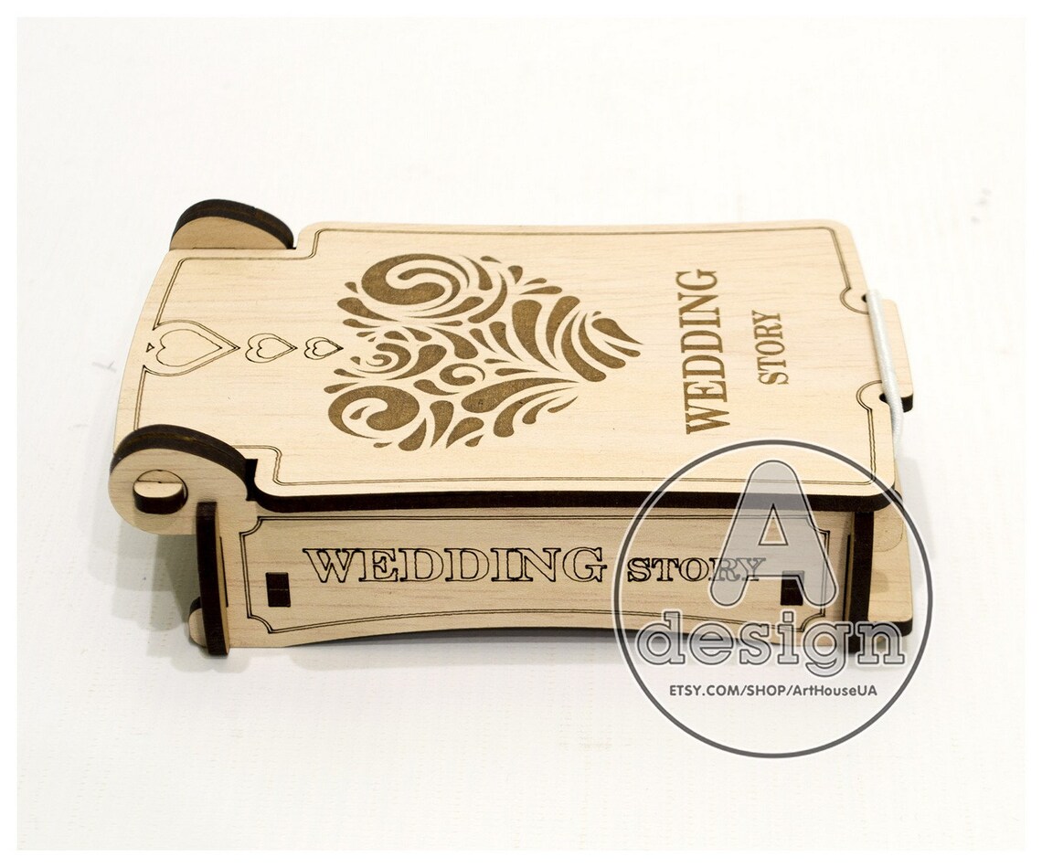 Box for USB vector Wedding story usb case Box laser cut | Etsy