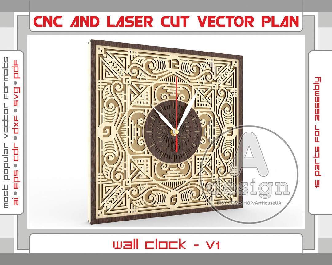 Wall Clock Pattern, Clock Vector, Clock Laser Cut, Laser Cut Files ...