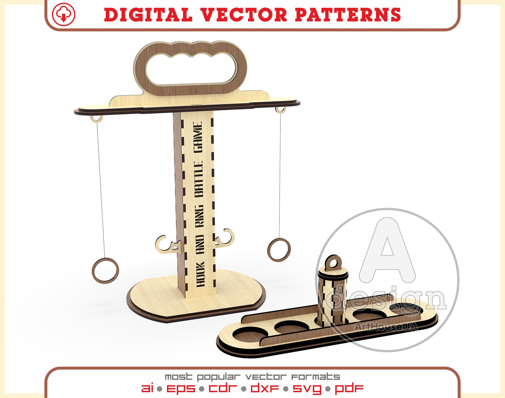 Double Hook and Ring Battle Game Vector File DXF Ring Swing - Etsy Canada