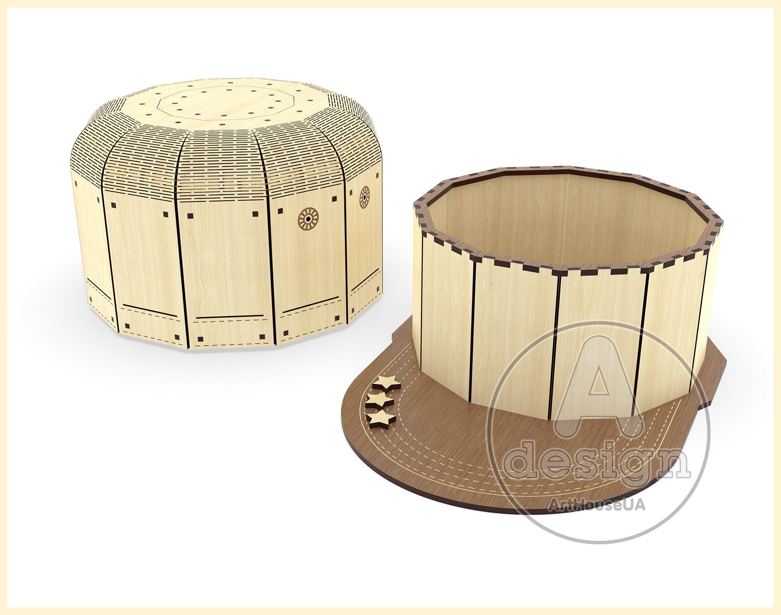 Military Hat Box Laser Cutting SVG Vector File Gift Box Like - Etsy