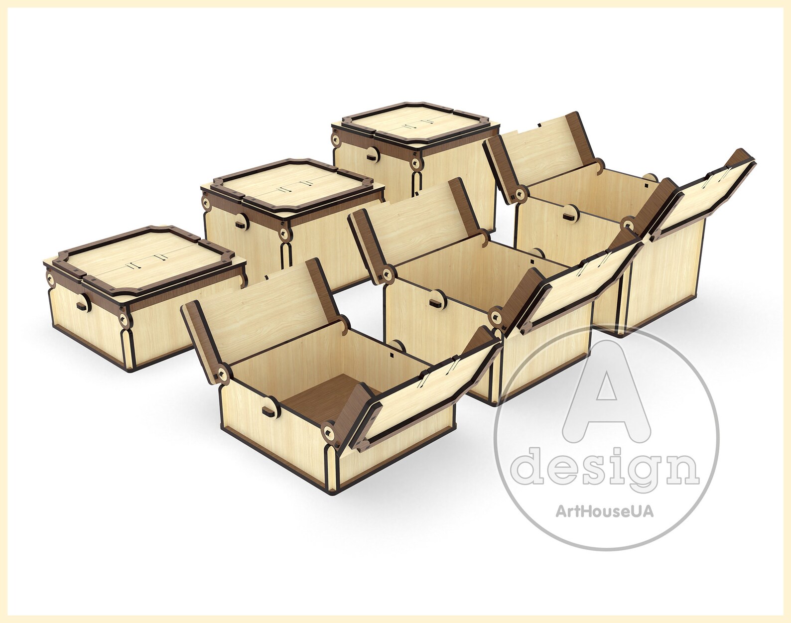 48 Different Sizes Boxes With Flip up Lid Vector Files for Laser Cut ...