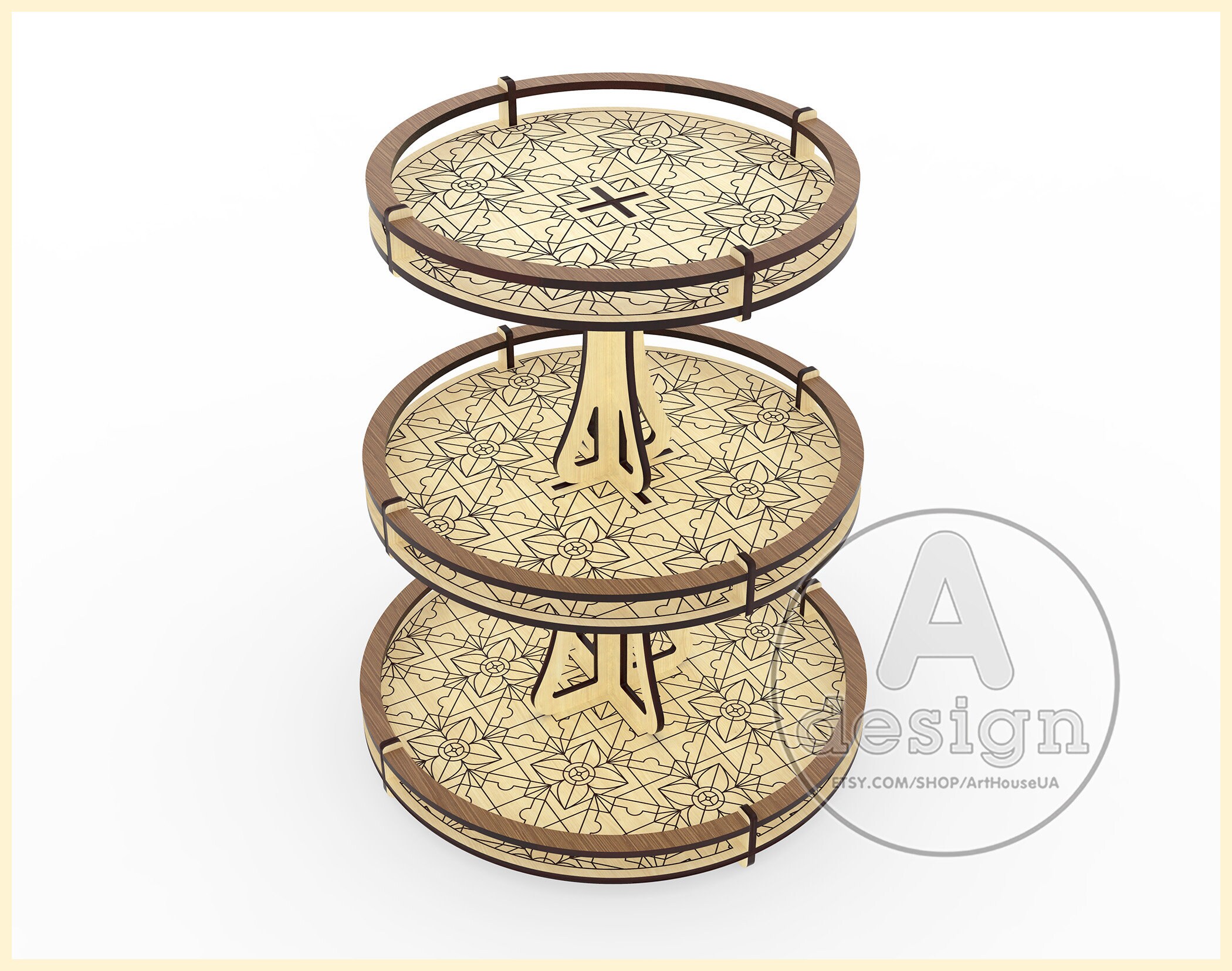 Tiered Tray With Engraved Plates Laser Cut Vector File DXF | Etsy
