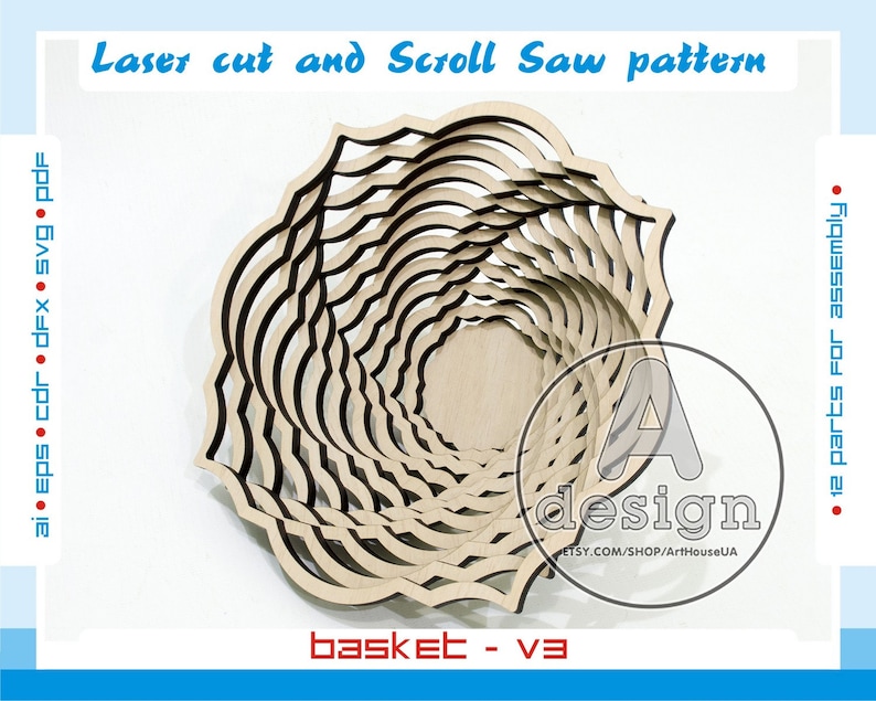 Bowl Laser Cut Vector File DXF Basket Vector Dish for Fruit - Etsy