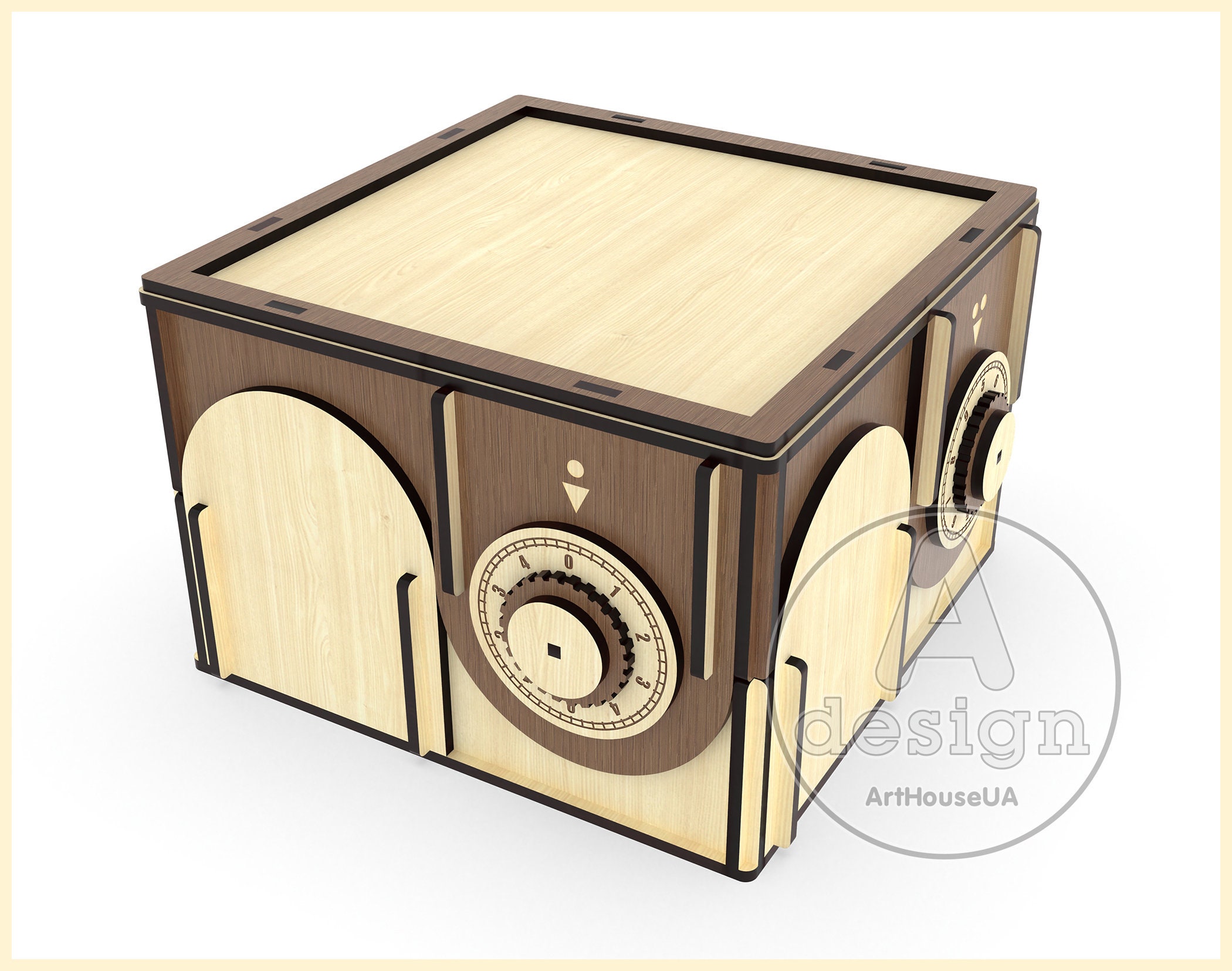 Wooden Safe Box Laser Cut Vector File, Gift Box Like Safe SVG File for ...