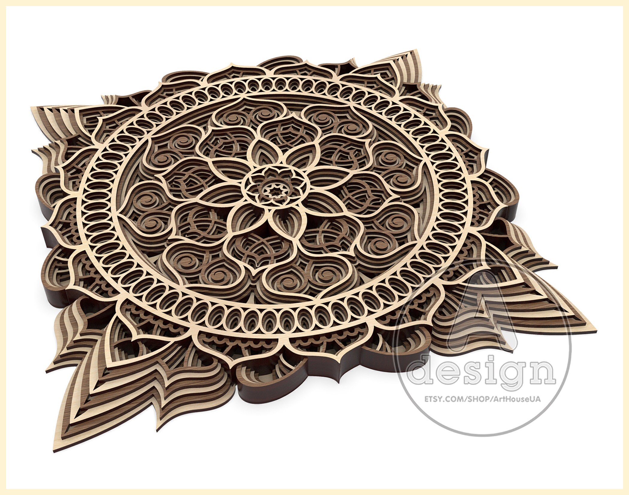 Mandala laser cut vector file DXF Mandala Scroll Saw file | Etsy