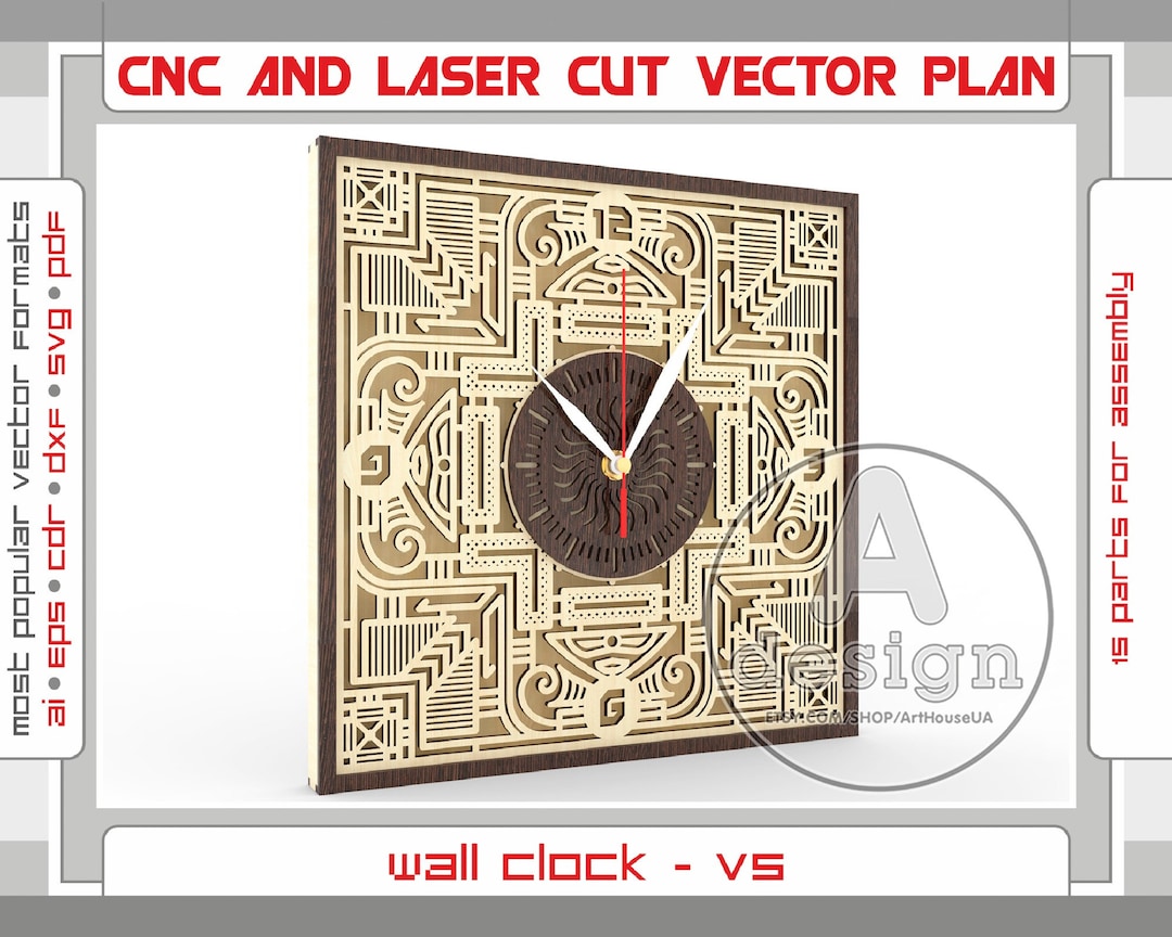 Wall Clock Pattern, Clock Vector, Clock Laser Cut, Laser Cut Files ...