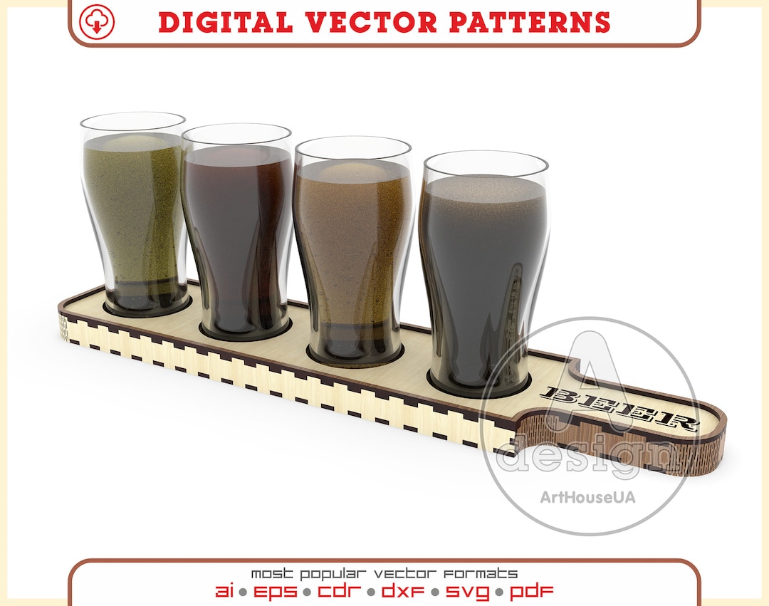 Beer Holder Box Vector File for Laser Cut Machines, Beer Bottle Holder ...